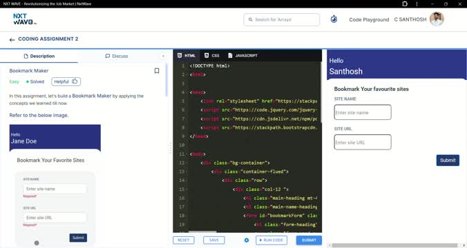 C Santhosh on LinkedIn: #bookmarkmaker #nxtwave #codingpractice C Santhosh on LinkedIn: #bookmarkmaker #nxtwave #codingpractice