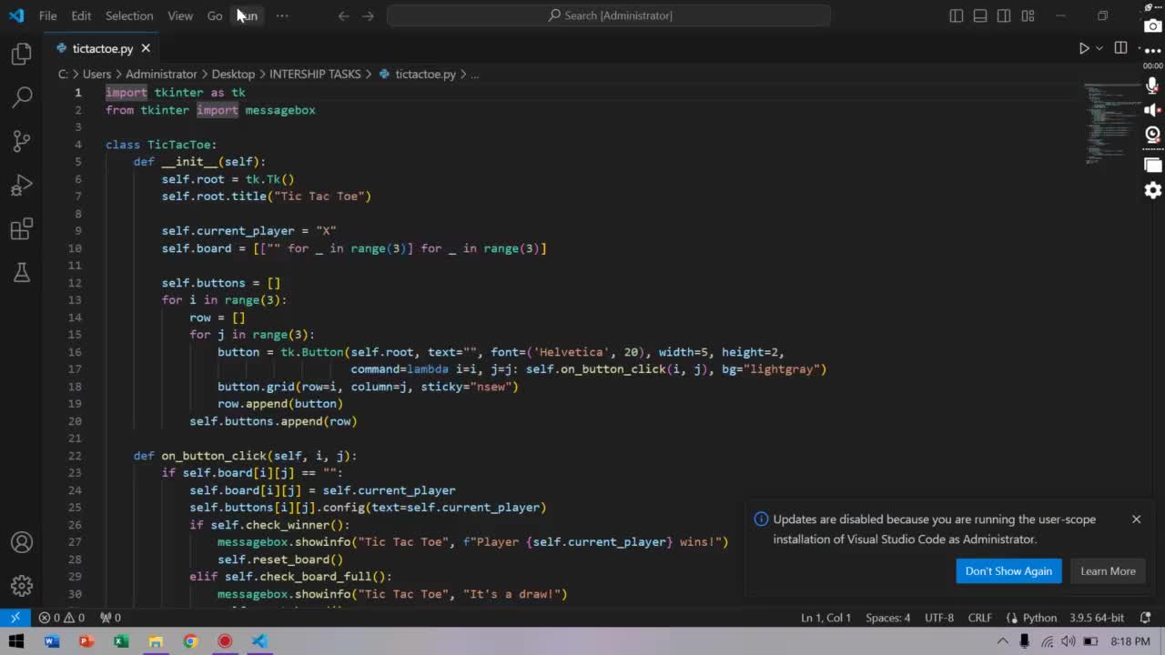 Amal Murali on LinkedIn: #tictactoe #python #internship Amal Murali on LinkedIn: #tictactoe #python #internship