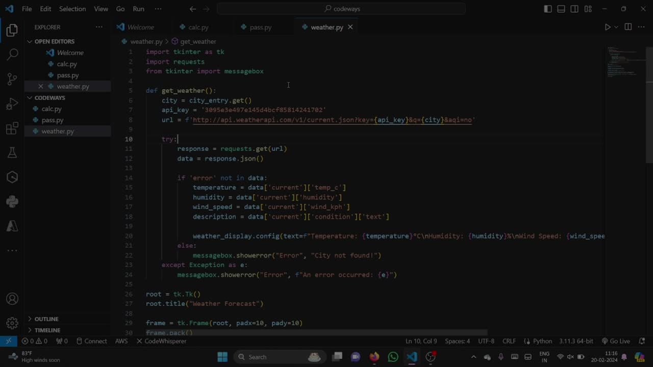 YAKKALA SAI PRABANDH ESWAR on LinkedIn: #python #tkinter #weatherapp # ... YAKKALA SAI PRABANDH ESWAR on LinkedIn: #python #tkinter #weatherapp # ...