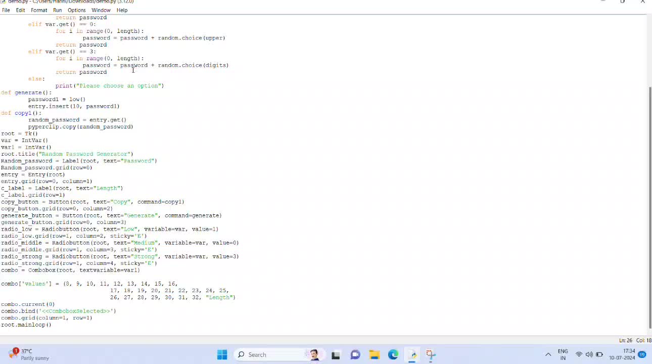 Harini devarajan on LinkedIn: #codsoft #pythoninternship #passwordgenerator Harini devarajan on LinkedIn: #codsoft #pythoninternship #passwordgenerator