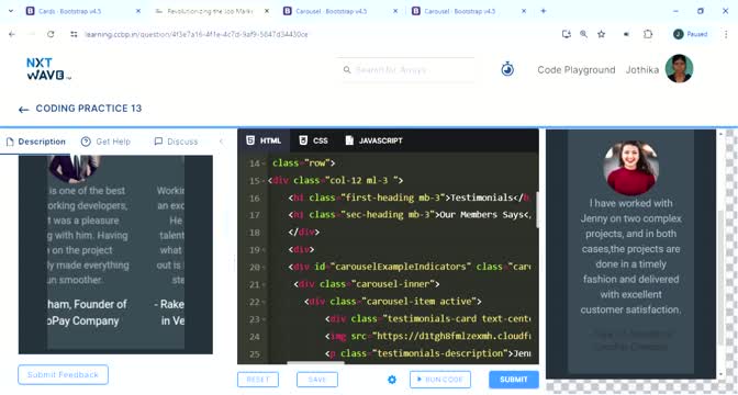 Jothika B on LinkedIn: #day18 #30daysofcode #nxtwave #carousal #ccbp # ... Jothika B on LinkedIn: #day18 #30daysofcode #nxtwave #carousal #ccbp # ...