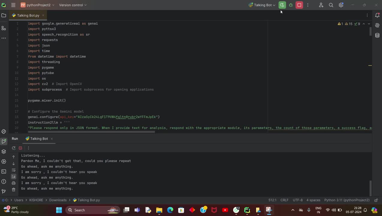 Kalyan Kishore Mamidi on LinkedIn: #chatbot #nlp #python #pycharm # ... Kalyan Kishore Mamidi on LinkedIn: #chatbot #nlp #python #pycharm # ...