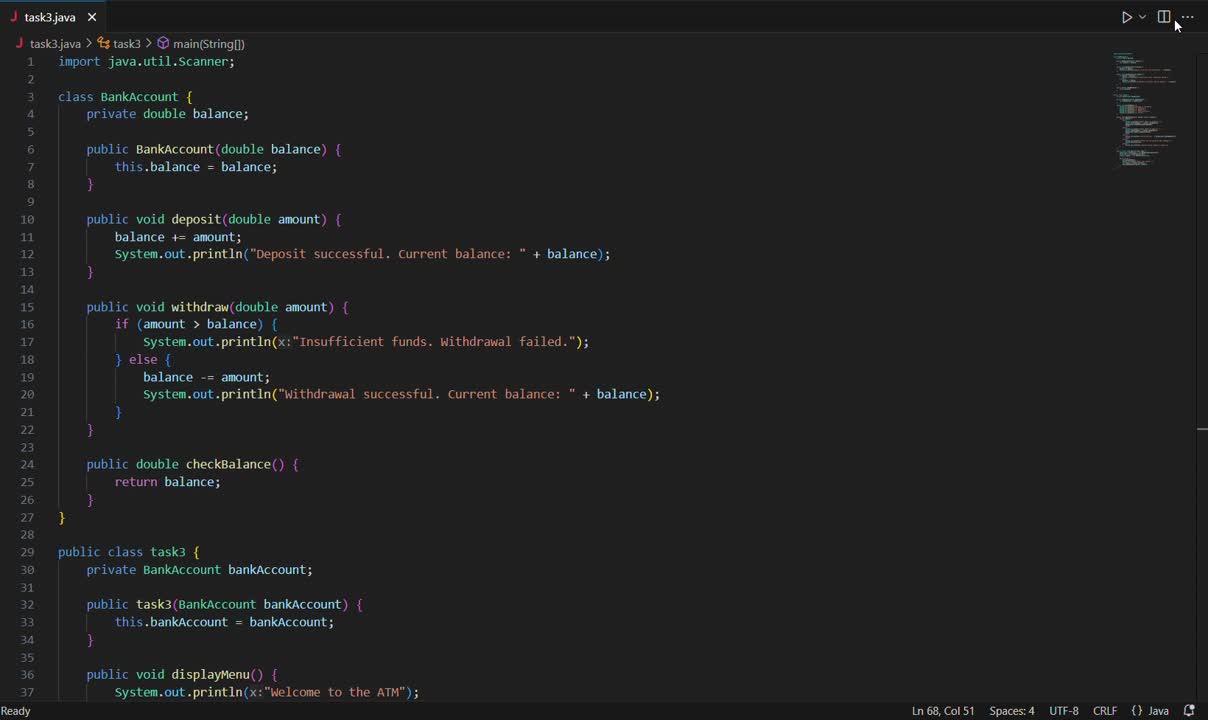 🔍 Completed Task 3: ATM Machine Program with Java coding! 💳 | Sakthivel ... 🔍 Completed Task 3: ATM Machine Program with Java coding! 💳 | Sakthivel ...