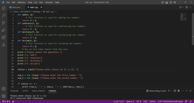 Vadamala Uday Kumar on LinkedIn: #task1 #pythonprogramming #internpe Vadamala Uday Kumar on LinkedIn: #task1 #pythonprogramming #internpe