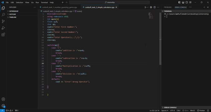 Kunal Kumar on LinkedIn: CodSoft task2. Simple calculator using C++ Kunal Kumar on LinkedIn: CodSoft task2. Simple calculator using C++