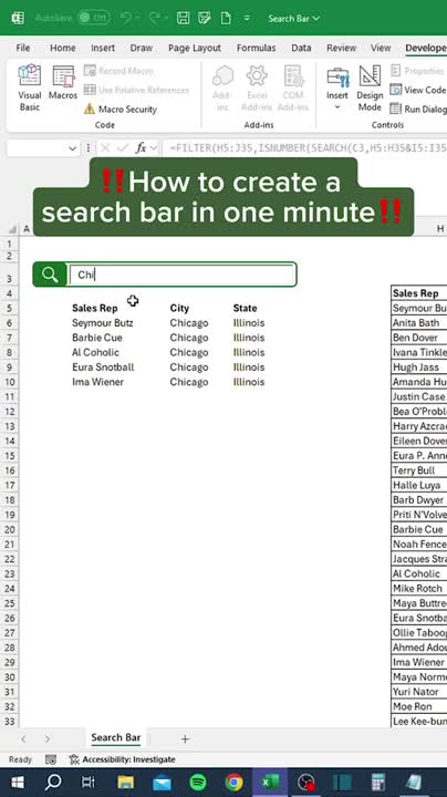 Oluwatimileyin Adebayo on LinkedIn: Creating search bar in excel ... Oluwatimileyin Adebayo on LinkedIn: Creating search bar in excel ...