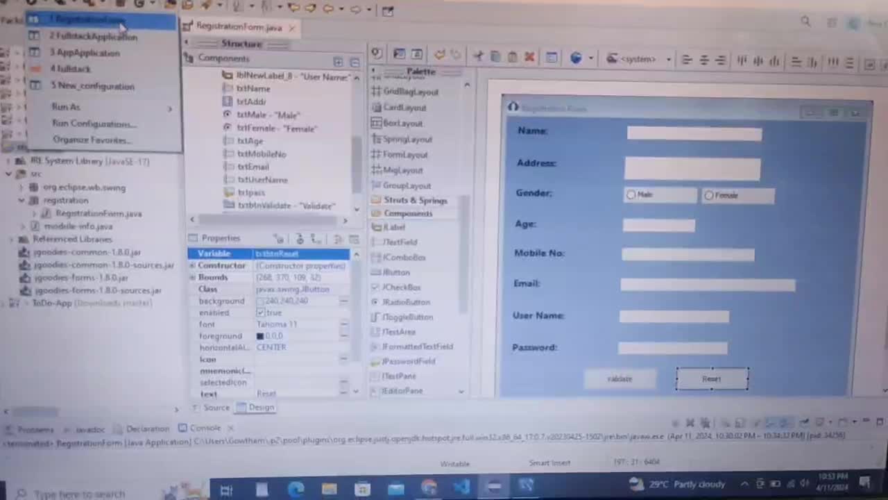 Gowtham N on LinkedIn: #registrationform #java #swing #project # ... Gowtham N on LinkedIn: #registrationform #java #swing #project # ...