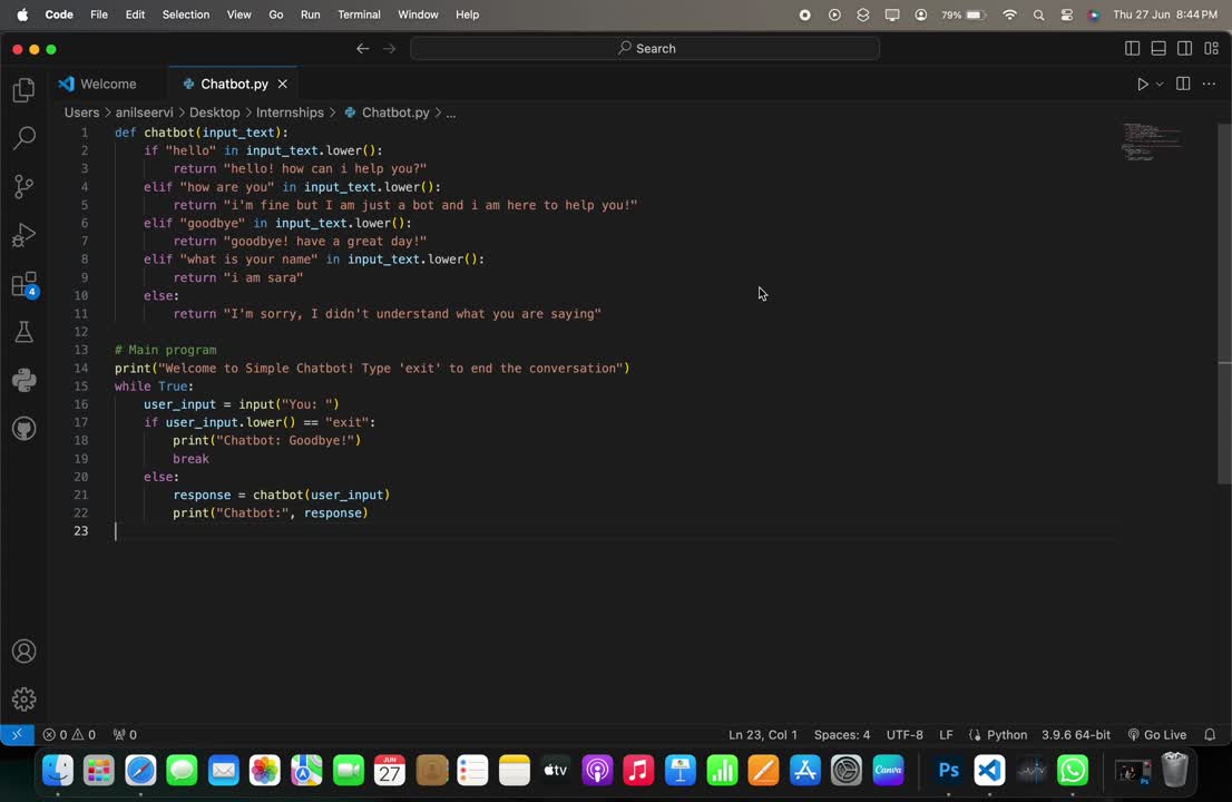 Anil Seervi on LinkedIn: #codsoft #internship #ai #python #chatbot Anil Seervi on LinkedIn: #codsoft #internship #ai #python #chatbot