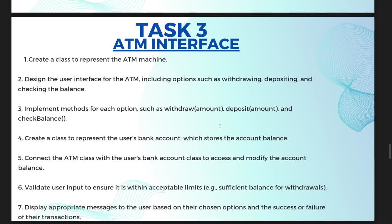 Viswanadh Kurre on LinkedIn: I have completed task no:3 ATM interface ... Viswanadh Kurre on LinkedIn: I have completed task no:3 ATM interface ...