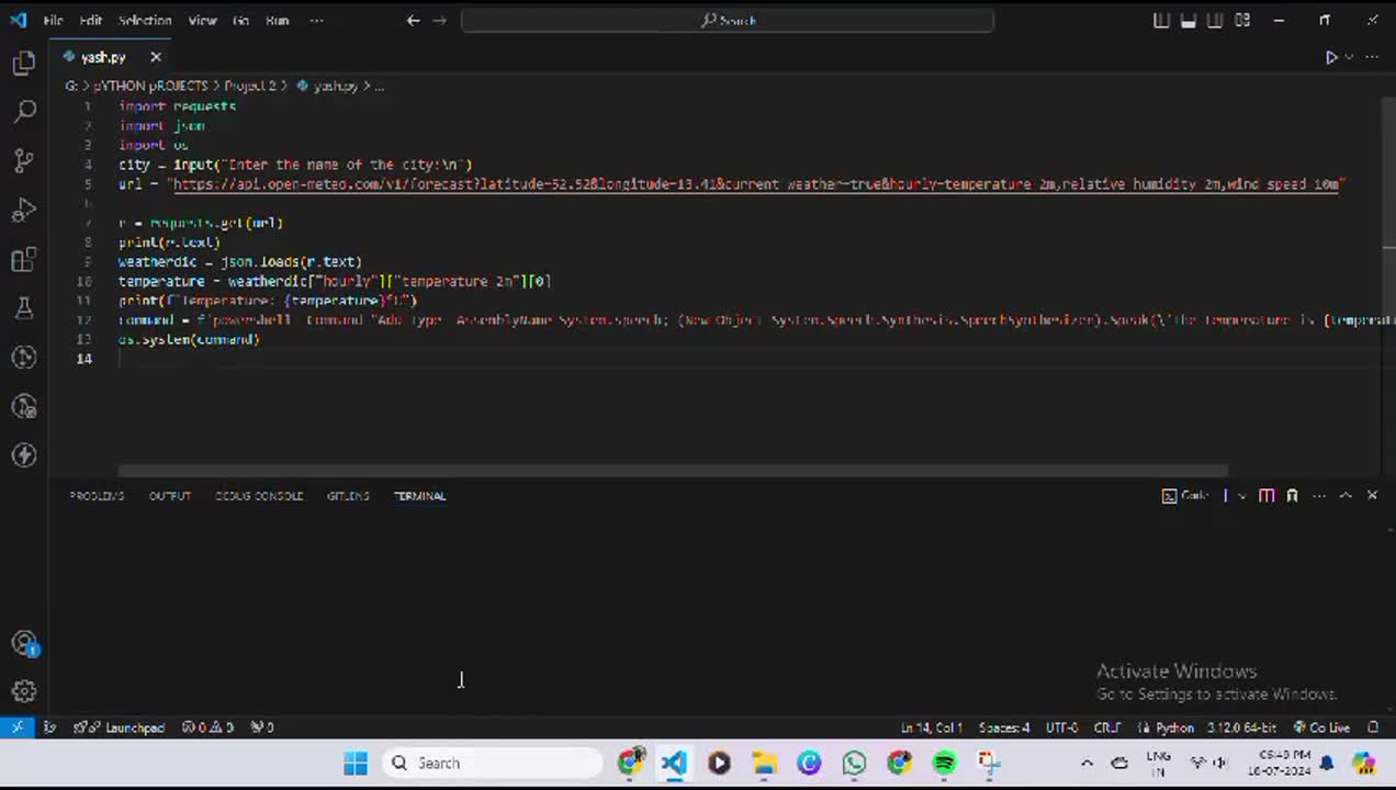 Yash Panchkhede on LinkedIn: #python #api #weatherapp Yash Panchkhede on LinkedIn: #python #api #weatherapp