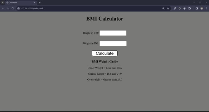 🌟 Created a BMI Calculator with JavaScript DOM Manipulation thanks to ... 🌟 Created a BMI Calculator with JavaScript DOM Manipulation thanks to ...