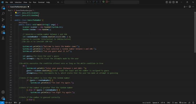 Vadapalli Sai sanjana on LinkedIn: TASK 1: Guessing a number in JAVA ... Vadapalli Sai sanjana on LinkedIn: TASK 1: Guessing a number in JAVA ...