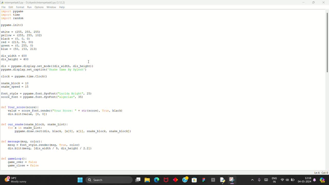 Sylesh R on LinkedIn: #python #pygame #gamedev #internpe #snakegame # ... Sylesh R on LinkedIn: #python #pygame #gamedev #internpe #snakegame # ...