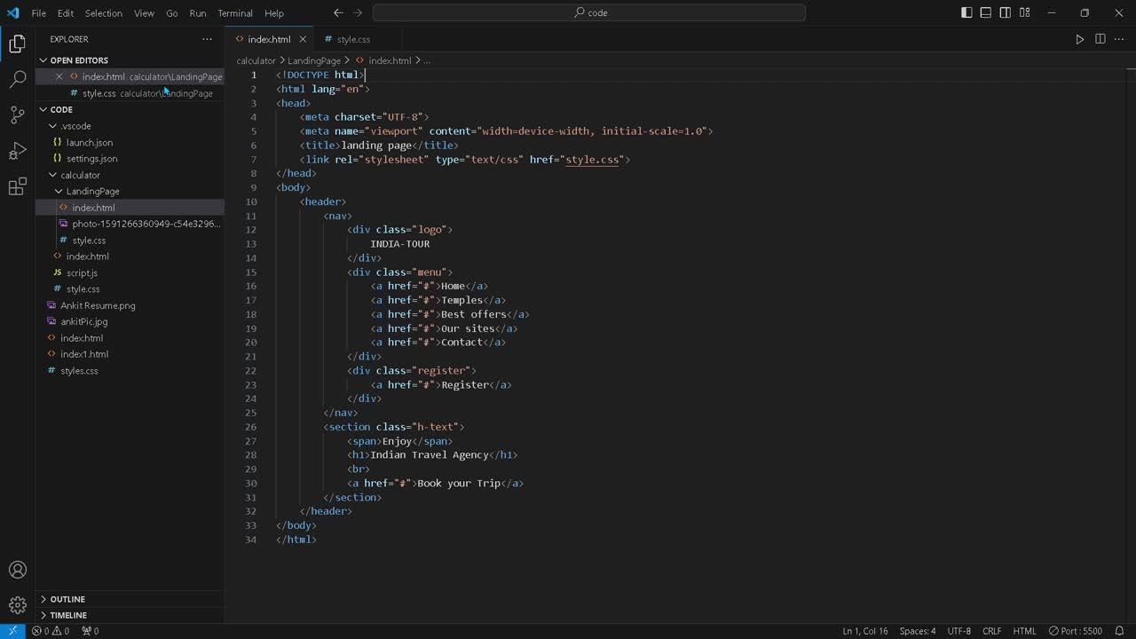 Ankit Jaiswal on LinkedIn: #landingpage #code #codsoft #html #css Ankit Jaiswal on LinkedIn: #landingpage #code #codsoft #html #css