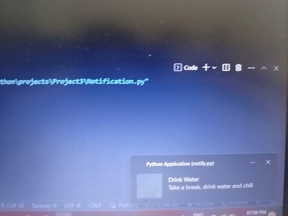 Rahul sati on LinkedIn: created drink water notifier using python. Rahul sati on LinkedIn: created drink water notifier using python.