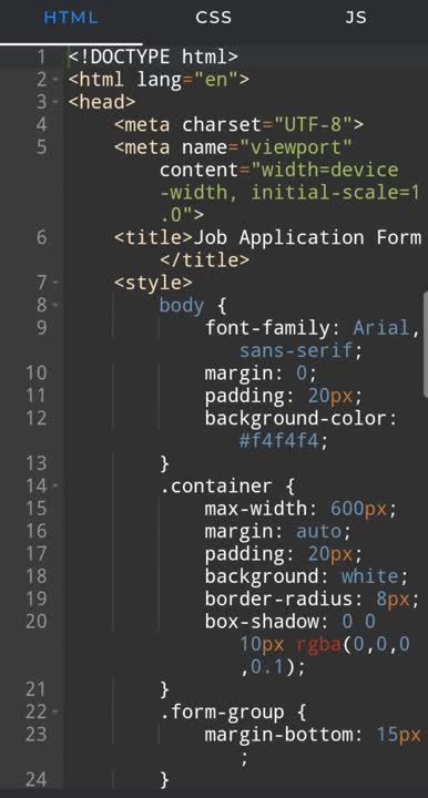 Dushyant Saraswat on LinkedIn: Html code layout of job application form. Dushyant Saraswat on LinkedIn: Html code layout of job application form.