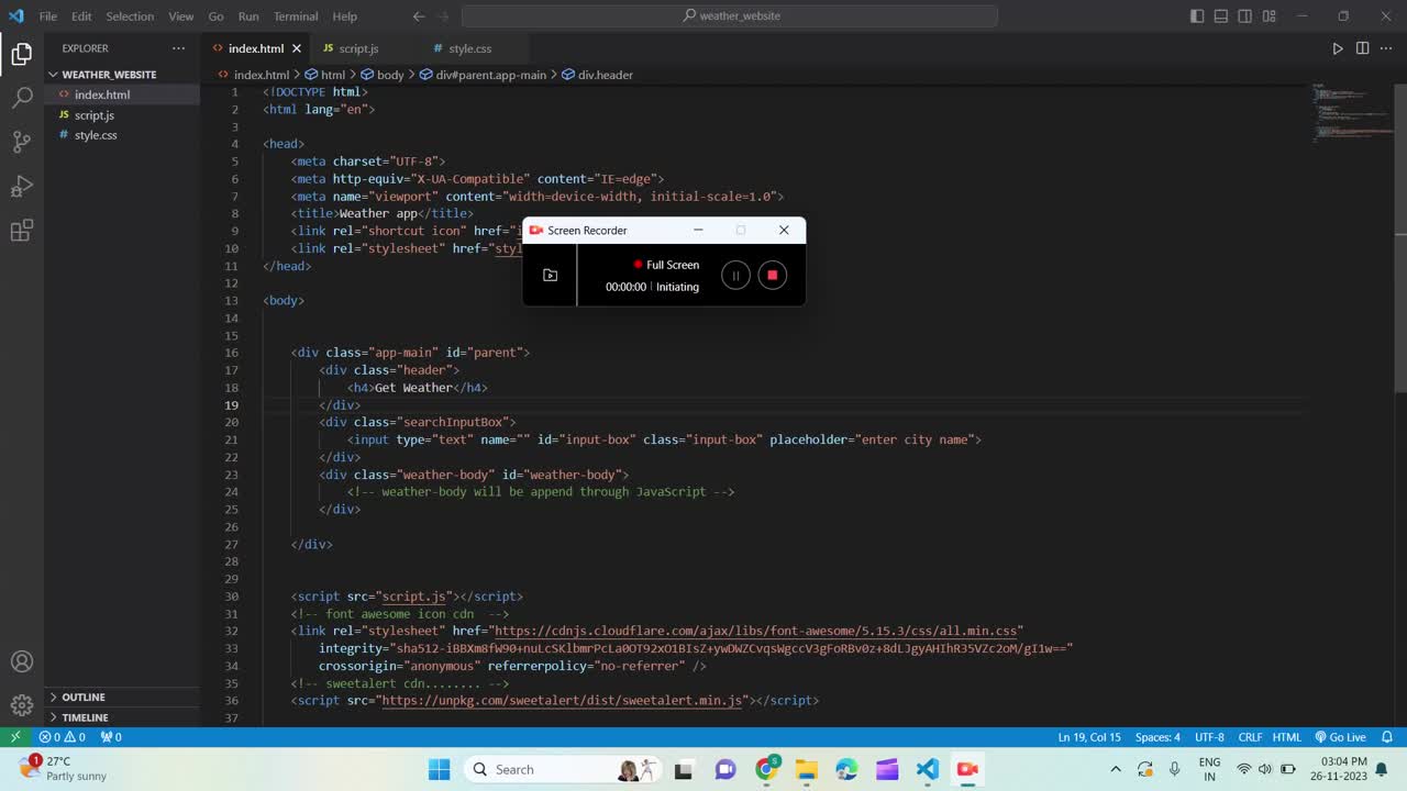 Built a weather website with HTML, CSS, JavaScript | Swathi E posted on ... Built a weather website with HTML, CSS, JavaScript | Swathi E posted on ...