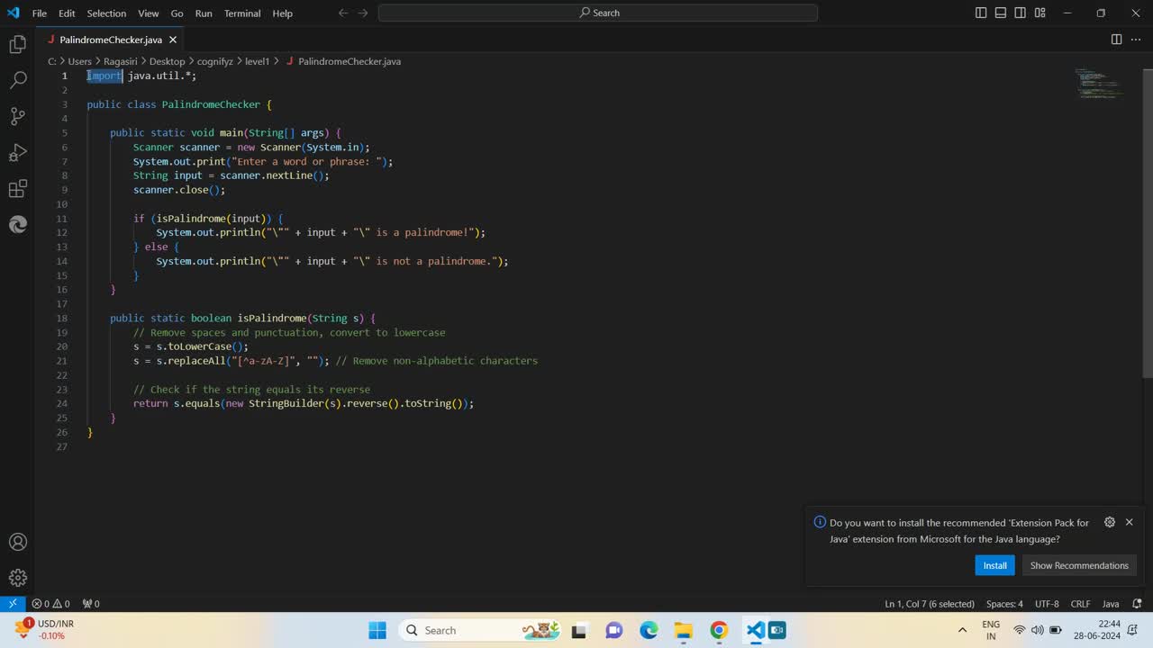 C.Raga Siri Prashanthi on LinkedIn: #java #codingchallenges #palindrome ... C.Raga Siri Prashanthi on LinkedIn: #java #codingchallenges #palindrome ...