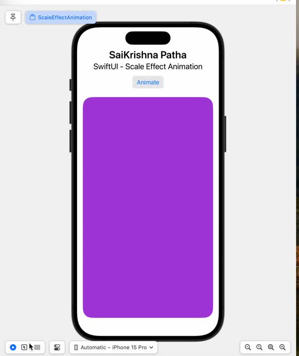 SaiKrishna Patha on LinkedIn: SwiftUI - Scale Effect Animation SaiKrishna Patha on LinkedIn: SwiftUI - Scale Effect Animation
