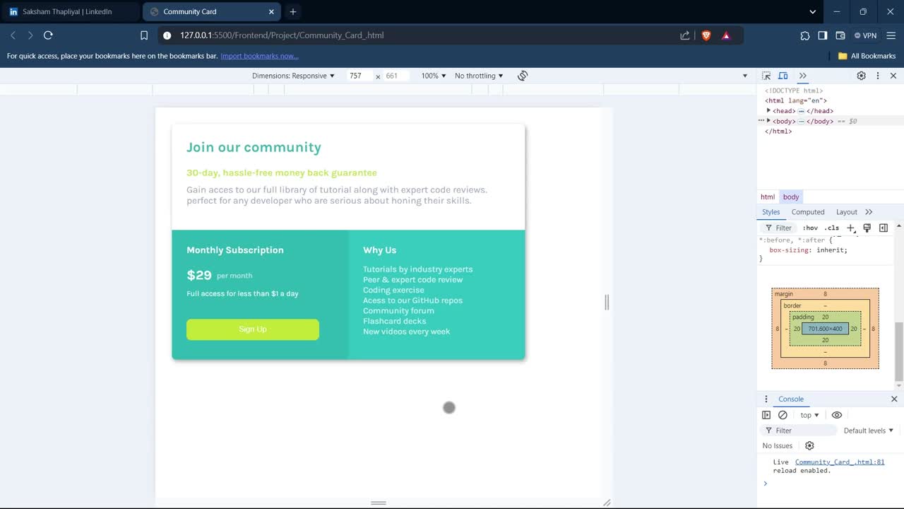Saksham Thapliyal on LinkedIn: #frontendmentor #html5 #css3 #webdevelopment Saksham Thapliyal on LinkedIn: #frontendmentor #html5 #css3 #webdevelopment