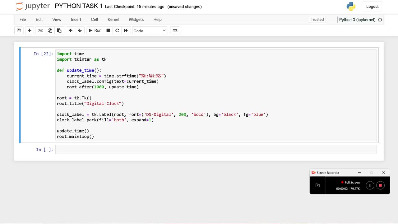 MALLURI RAGHAVENDRA on LinkedIn: #internpe #python #digitalclock #task1 MALLURI RAGHAVENDRA on LinkedIn: #internpe #python #digitalclock #task1