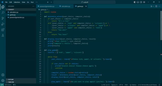 SANTHOSH C on LinkedIn: #pythonprogramming #codsoft #internship # ... SANTHOSH C on LinkedIn: #pythonprogramming #codsoft #internship # ...