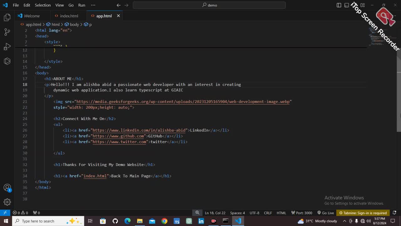 alishba Abid on LinkedIn: #html #css #task01 #demowebsite #coding # ... alishba Abid on LinkedIn: #html #css #task01 #demowebsite #coding # ...