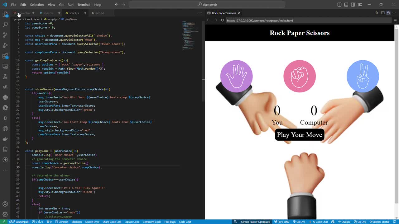 Allampally Saishashank on LinkedIn: Creating a Rock-Paper-Scissors game ... Allampally Saishashank on LinkedIn: Creating a Rock-Paper-Scissors game ...