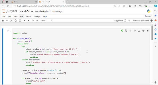 Shefin K P on LinkedIn: #handcricket #python #coding Shefin K P on LinkedIn: #handcricket #python #coding