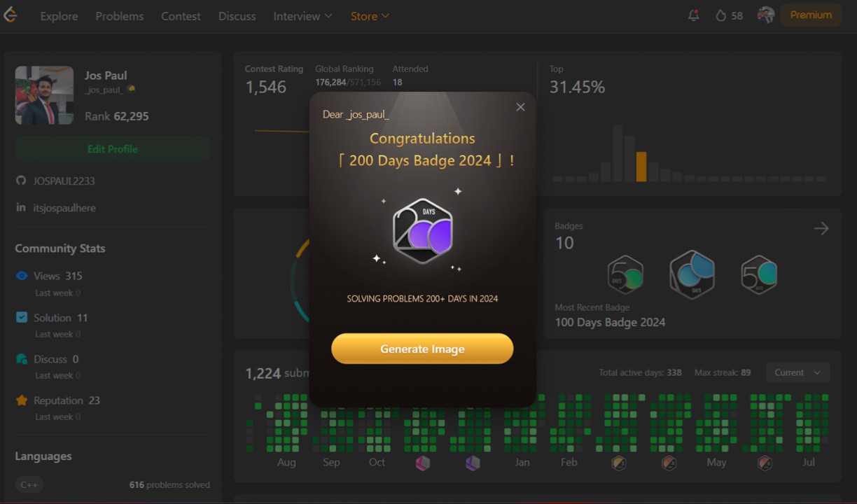 Jos Paul on LinkedIn: #leetcode #coding #consistent #dcc #100daysdadge2024 Jos Paul on LinkedIn: #leetcode #coding #consistent #dcc #100daysdadge2024