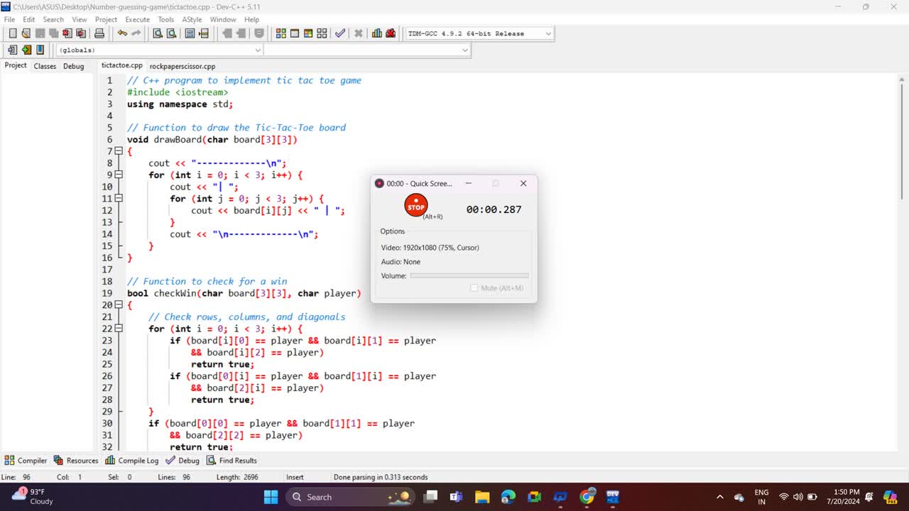 Manasvi Lalit on LinkedIn: #cpp #programming #internpe #tictactoe # ... Manasvi Lalit on LinkedIn: #cpp #programming #internpe #tictactoe # ...