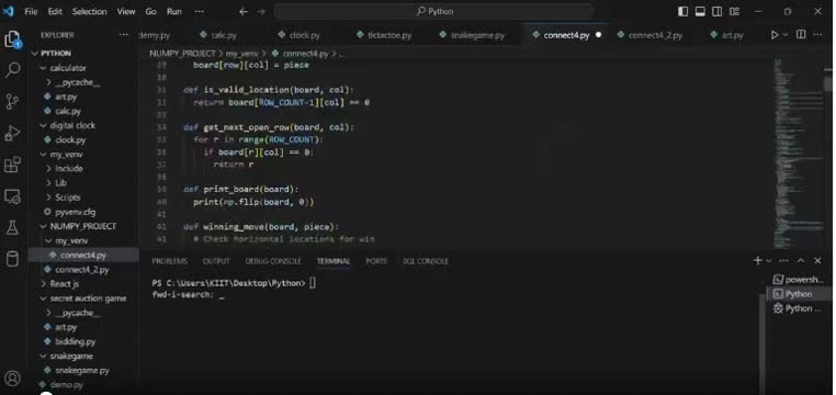 Kunuthuru Deepika on LinkedIn: #connectfour #internpe #python Kunuthuru Deepika on LinkedIn: #connectfour #internpe #python