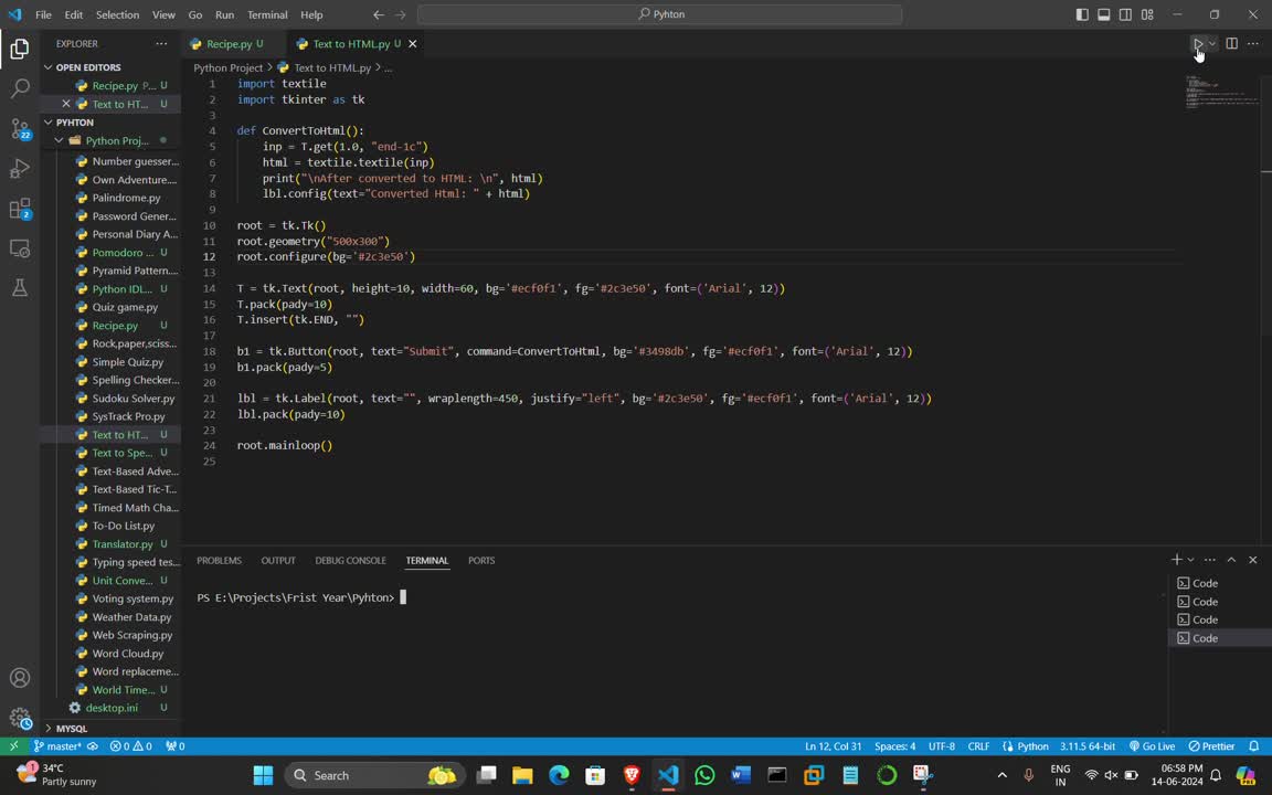 Raksith S S on LinkedIn: #python #tkinter #textile #html #gui # ... Raksith S S on LinkedIn: #python #tkinter #textile #html #gui # ...