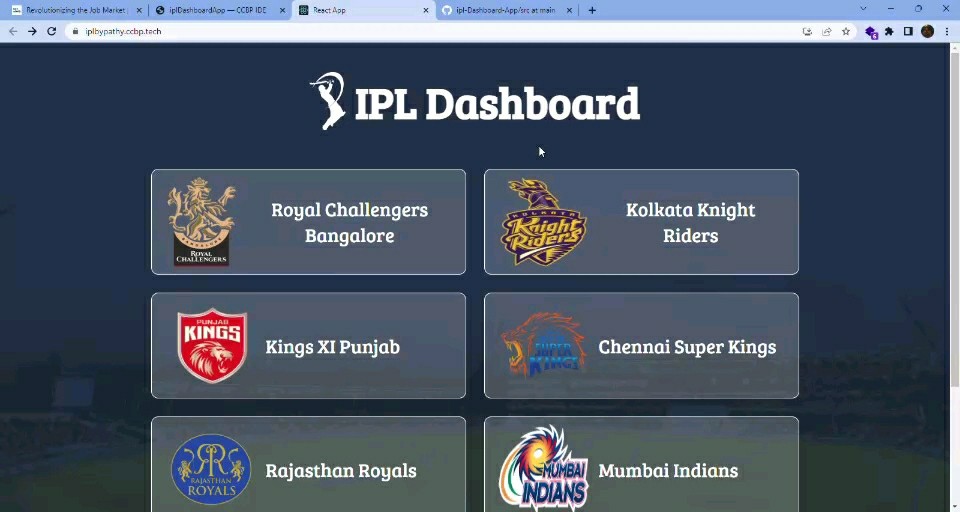 Lakshmi pathy on LinkedIn: #ccbp #reactjs #ipl Lakshmi pathy on LinkedIn: #ccbp #reactjs #ipl