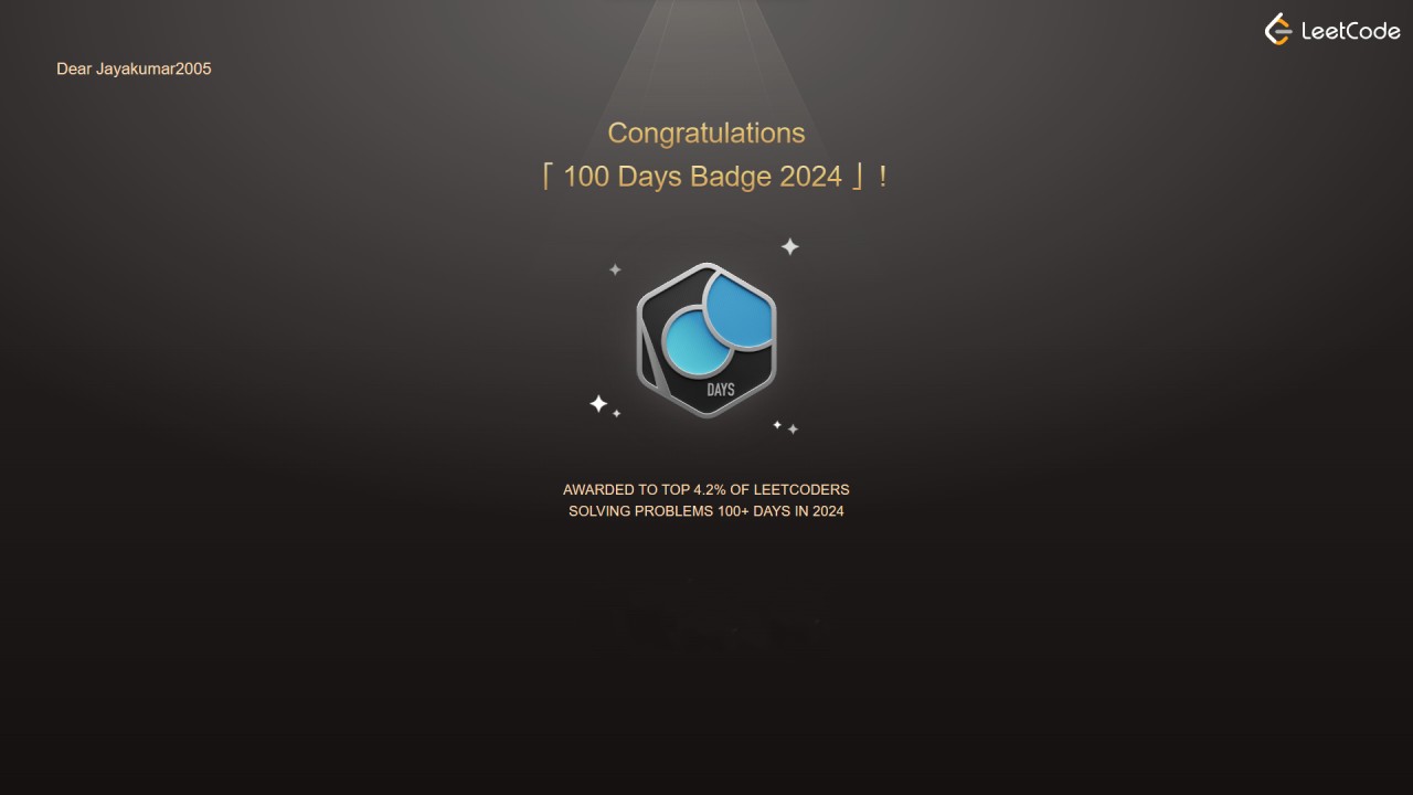 Jayakumar K on LinkedIn: #leetcode #100daysofcode #codingskills # ... Jayakumar K on LinkedIn: #leetcode #100daysofcode #codingskills # ...