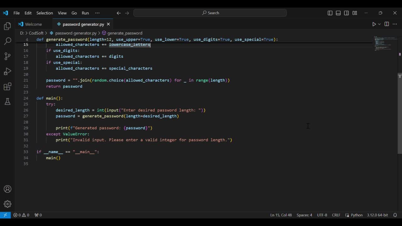 Siddhu Chaparthi on LinkedIn: #codsoft #python #passwordgenerator # ... Siddhu Chaparthi on LinkedIn: #codsoft #python #passwordgenerator # ...