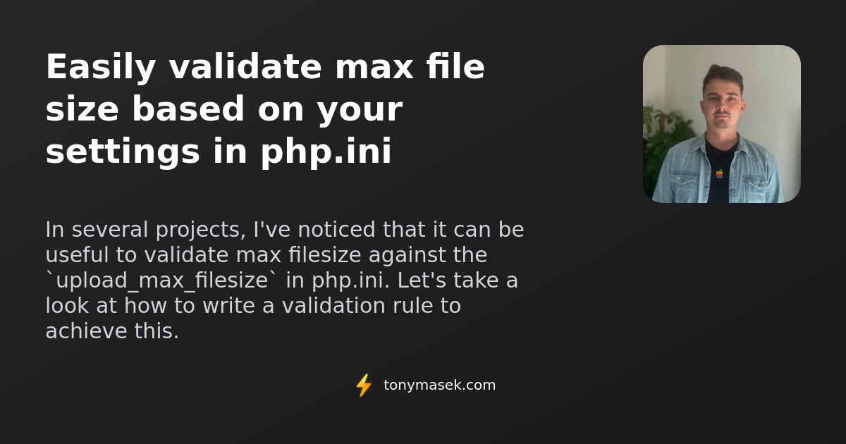 Laravel News on LinkedIn: Easily validate max file size based on your ... Laravel News on LinkedIn: Easily validate max file size based on your ...