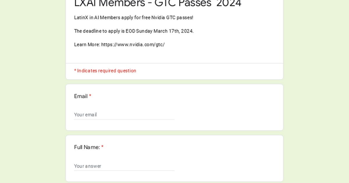 Latinx in AI (LXAI) on LinkedIn: LXAI Members - GTC Passes 2024 Latinx in AI (LXAI) on LinkedIn: LXAI Members - GTC Passes 2024