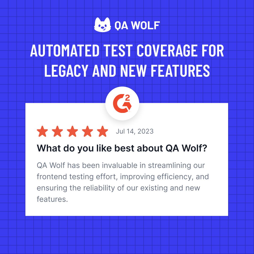 QA Wolf - 80% Test Coverage in 4 Months on LinkedIn: QA Wolf | 80% ... QA Wolf - 80% Test Coverage in 4 Months on LinkedIn: QA Wolf | 80% ...