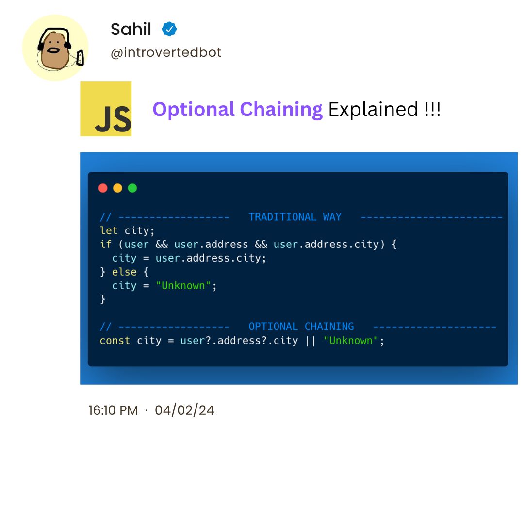 How to use optional chaining in JS | freeCodeCamp posted on the topic ... How to use optional chaining in JS | freeCodeCamp posted on the topic ...