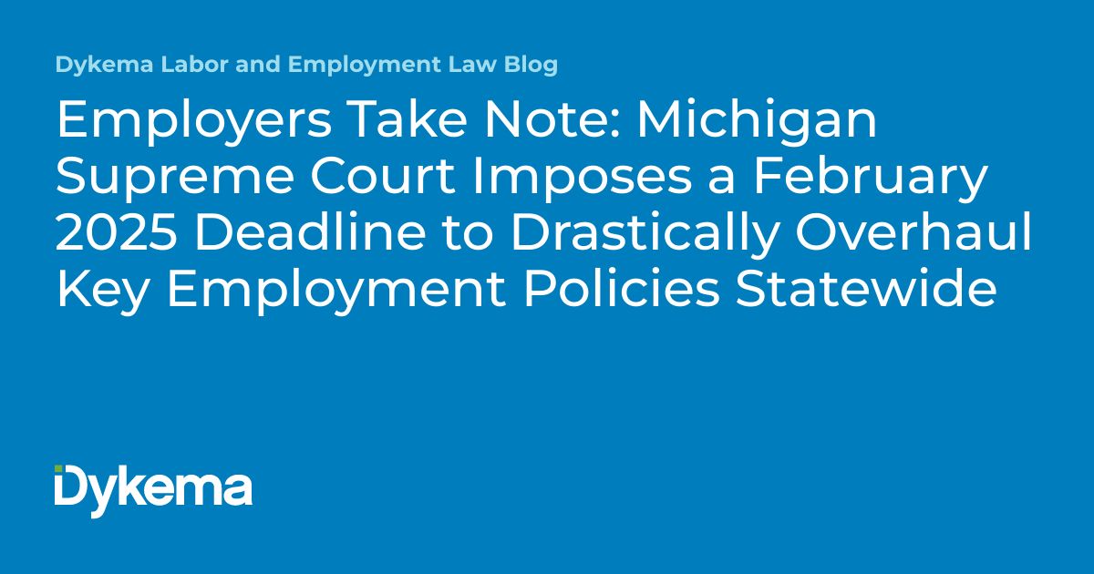 Jason Hanselman on LinkedIn: Employers Take Note: Michigan Supreme ... Jason Hanselman on LinkedIn: Employers Take Note: Michigan Supreme ...