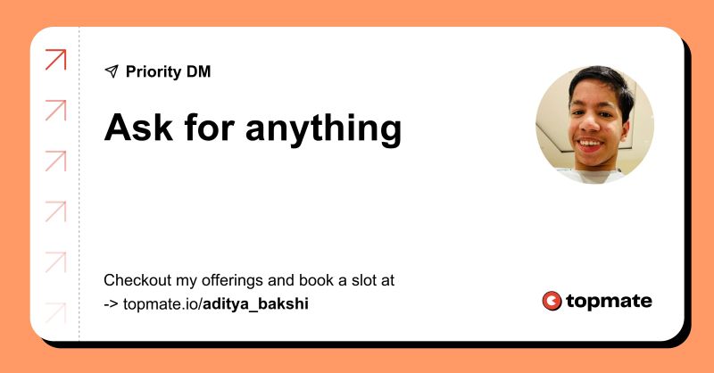 Aditya Bakshi on LinkedIn: Ask for anything with Aditya Bakshi Aditya Bakshi on LinkedIn: Ask for anything with Aditya Bakshi