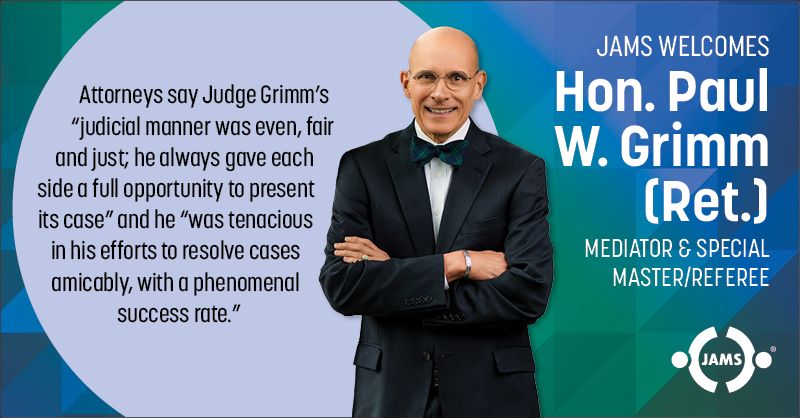 JAMS on LinkedIn: Hon. Paul W. Grimm (Ret.) Joins JAMS in Washington, D.C. JAMS on LinkedIn: Hon. Paul W. Grimm (Ret.) Joins JAMS in Washington, D.C.