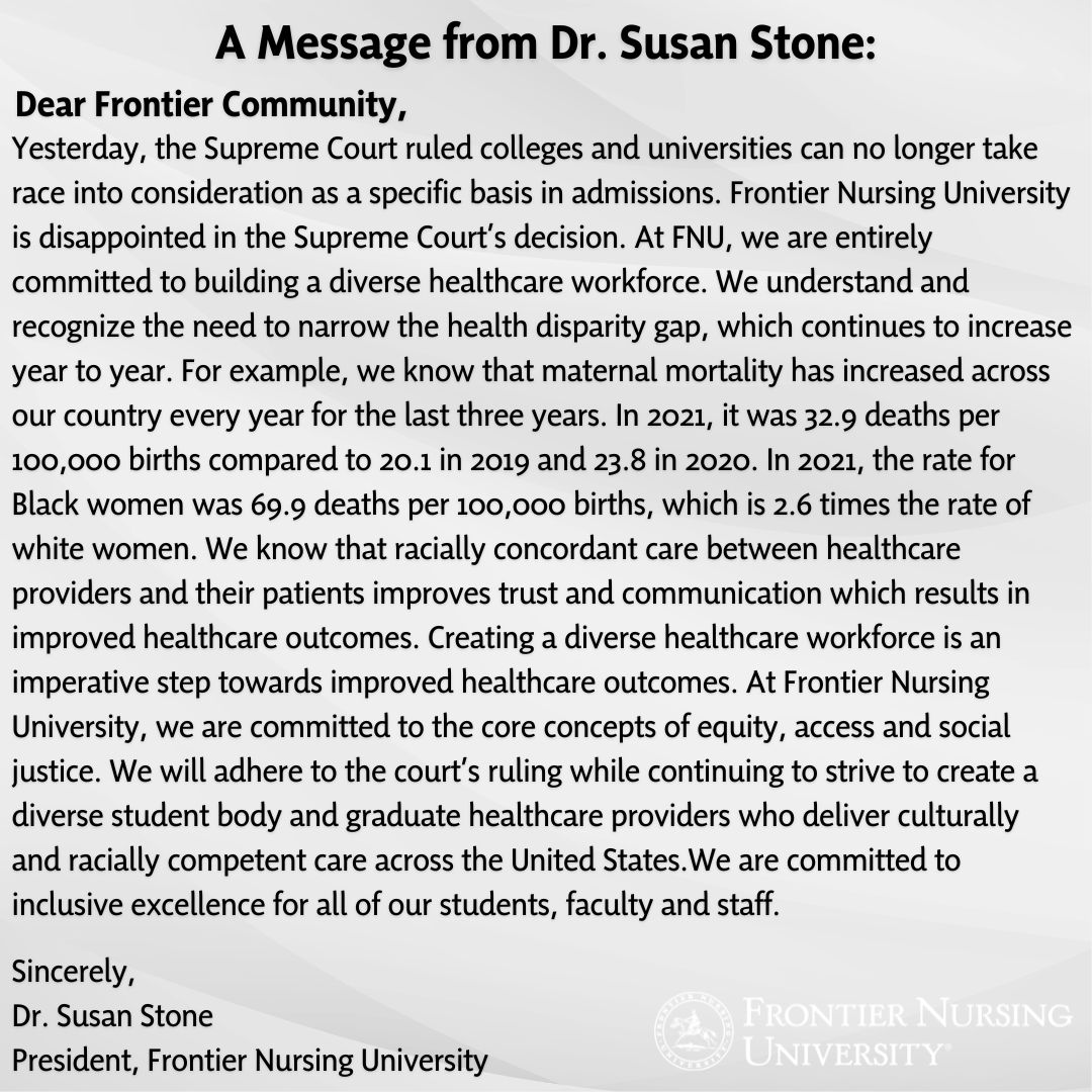 Frontier Nursing University on LinkedIn: A message from Frontier ... Frontier Nursing University on LinkedIn: A message from Frontier ...