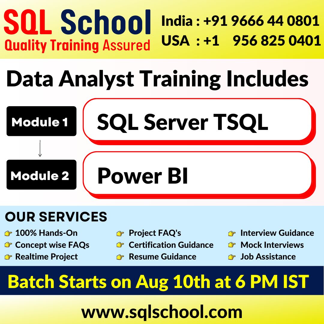 SQL School (SQL Server DEV, DBA , MSBI & Power BI) Training Institute ... SQL School (SQL Server DEV, DBA , MSBI & Power BI) Training Institute ...