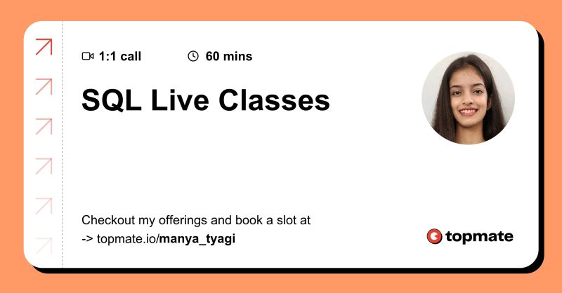 Manya Tyagi on LinkedIn: SQL Live Classes with Manya Tyagi Manya Tyagi on LinkedIn: SQL Live Classes with Manya Tyagi