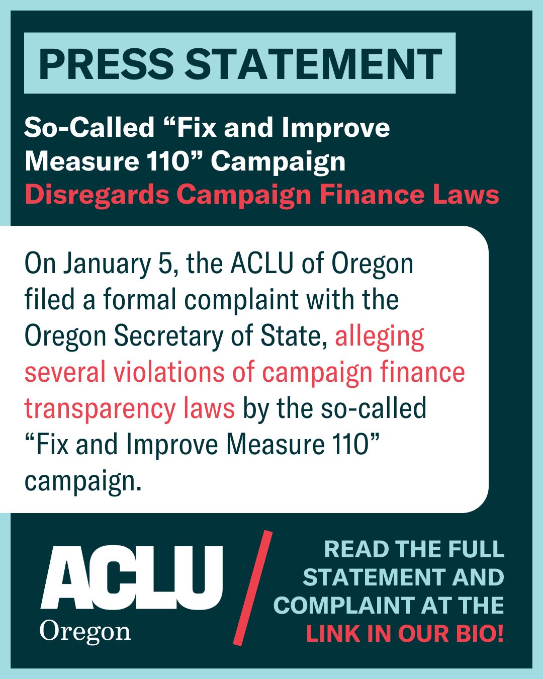 ACLU of Oregon on LinkedIn: π£οΈ ICYMI: Last Friday, we filed a formal ... ACLU of Oregon on LinkedIn: π£οΈ ICYMI: Last Friday, we filed a formal ...
