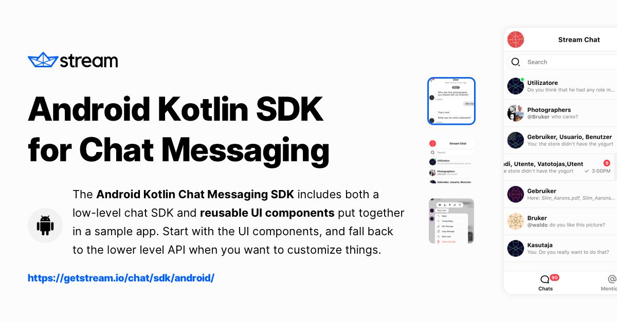 Stream on LinkedIn: Android Chat SDK - Kotlin Messaging SDK Stream on LinkedIn: Android Chat SDK - Kotlin Messaging SDK