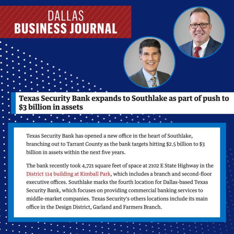 Texas Security Bank on LinkedIn: #texassecuritybank #southlake # ... Texas Security Bank on LinkedIn: #texassecuritybank #southlake # ...