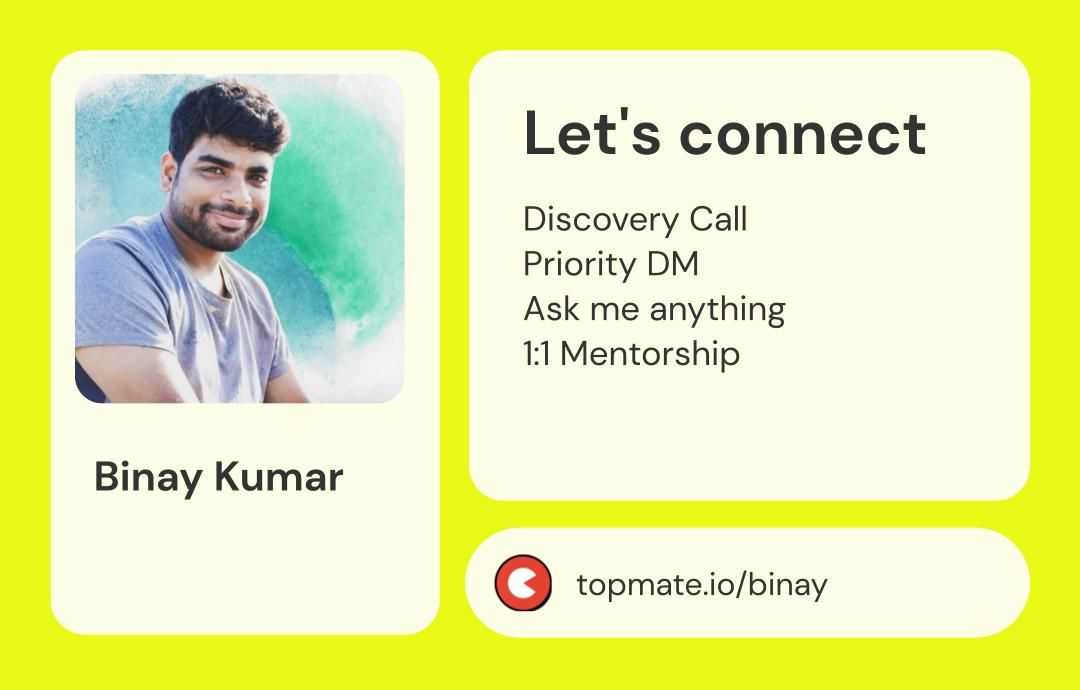 Binay Kumar Ray on LinkedIn: #topmate #mentoring #communitylove #expert ... Binay Kumar Ray on LinkedIn: #topmate #mentoring #communitylove #expert ...